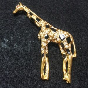 Jewelry | Vintage Gold Tone Red Eyed Giraffe Pin | Poshmark